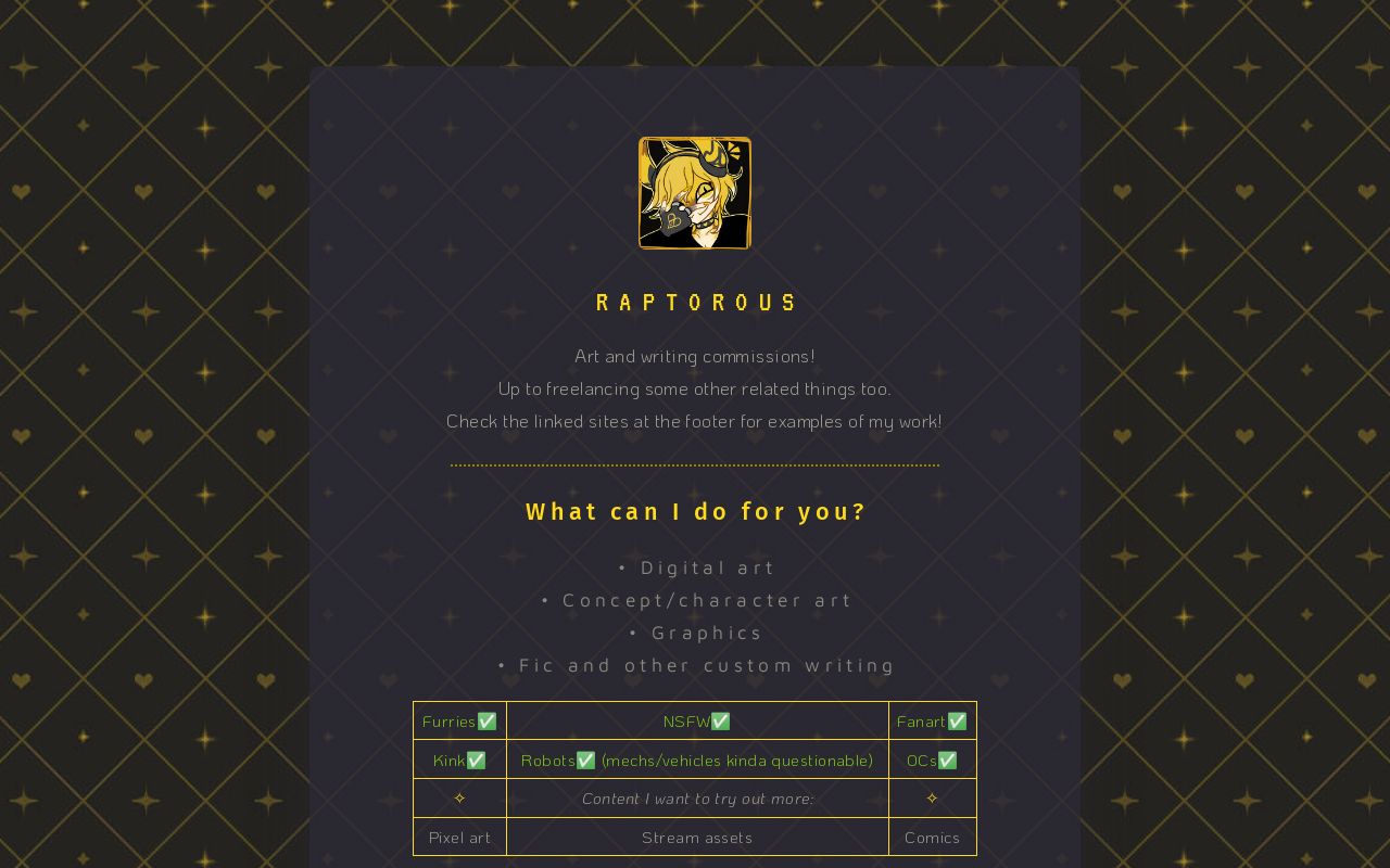 Raptorous' commissions